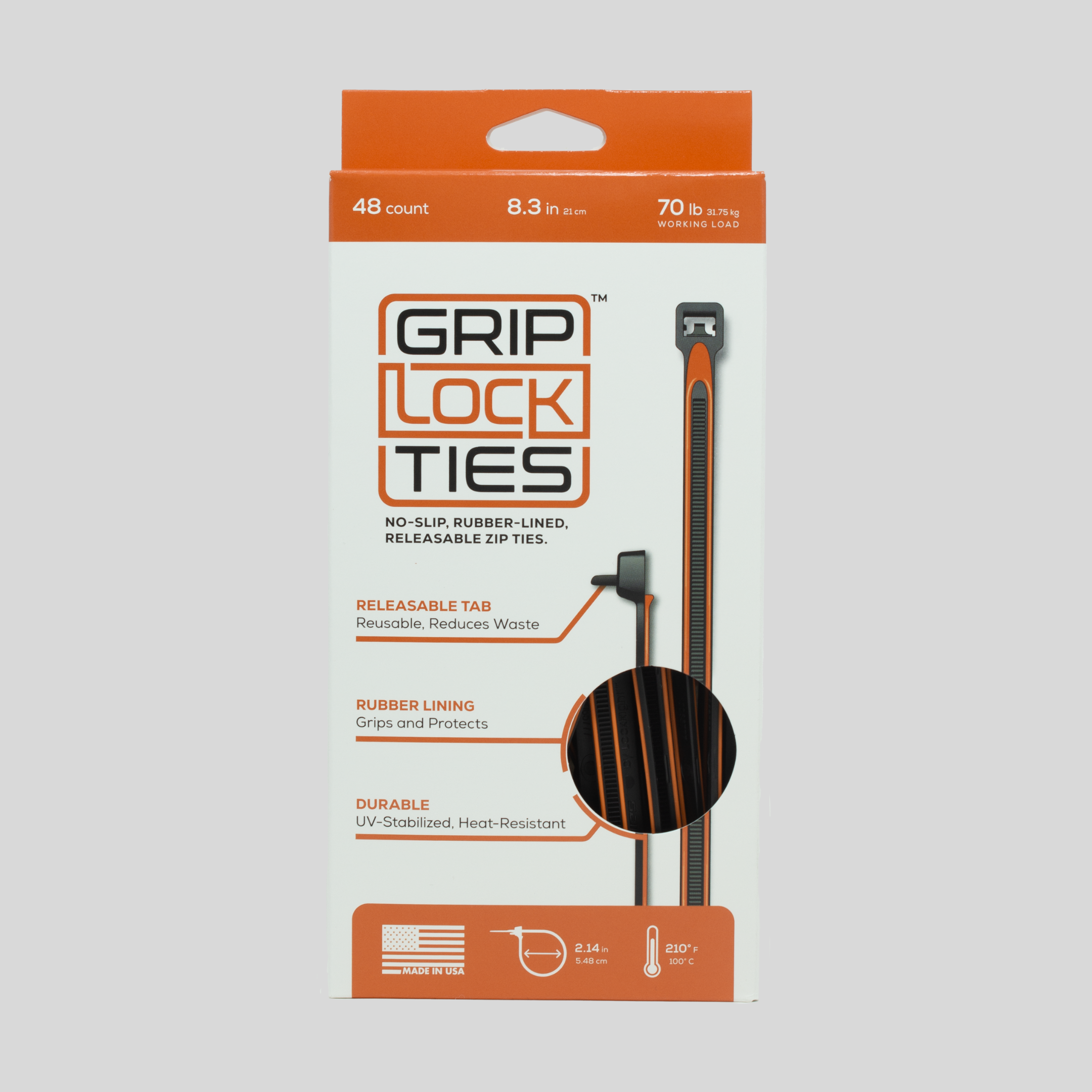 GripLockTies - Releasable, Reusable, Rubber-Lined Zip Ties